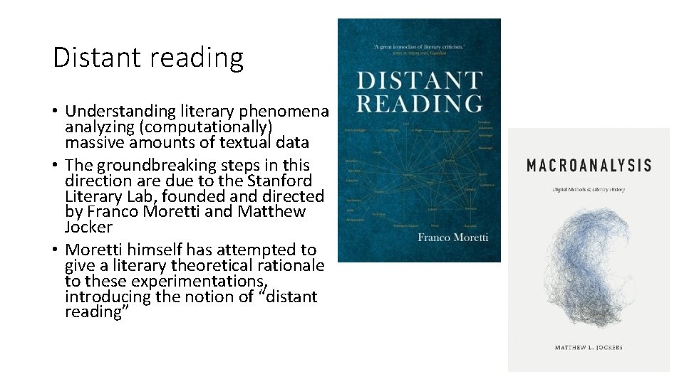 Digital methods for Literary Criticism Fabio Ciotti University