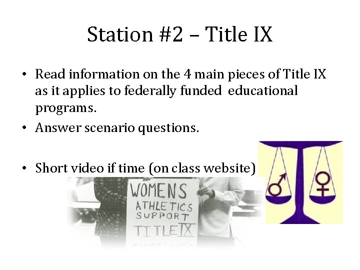 Womens Movement Stations Activity Objectives Define feminism Station