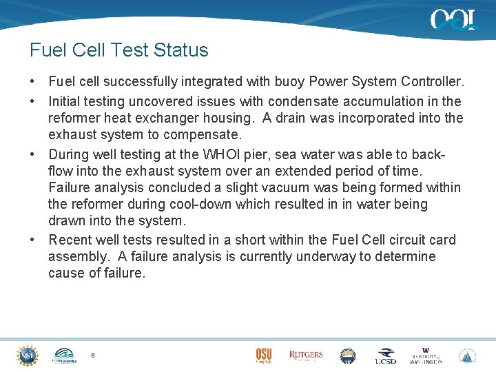 Ocean Observatories Initiative Methanol Based Fuel Cell Overview