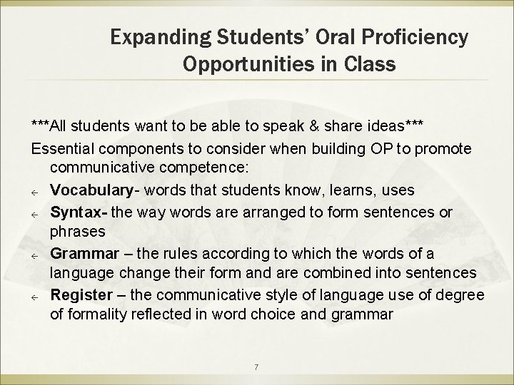 Taiwan Teacher Professional Development Series Advancing Oral Proficiency