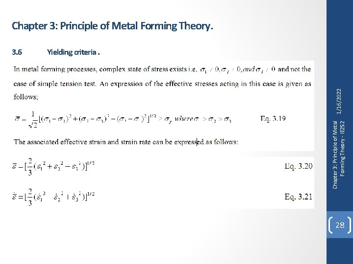 1162022 Principle of Metal Forming Theory Chapter 3