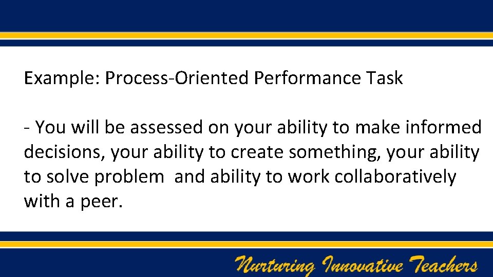 SUGGESTIONS FOR CONSTRUCTING PERFORMANCE TASKS 1 Focus on
