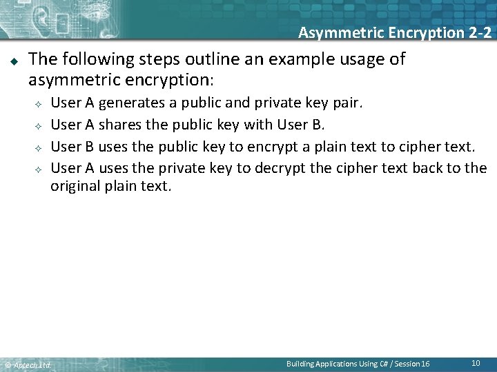 16 Encrypting and Decrypting Data Objectives u u