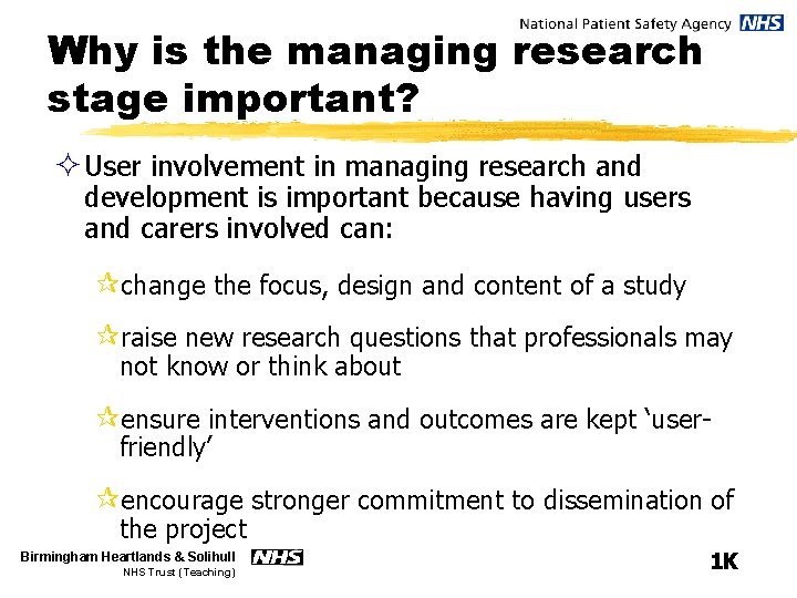 Levels of involvement Levels of involvement in research