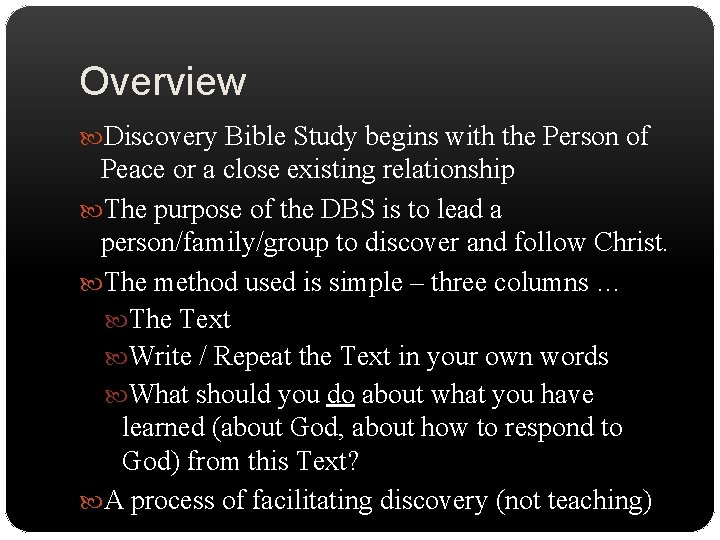 Discovery Bible Study A DiscipleMaking Process Leading to