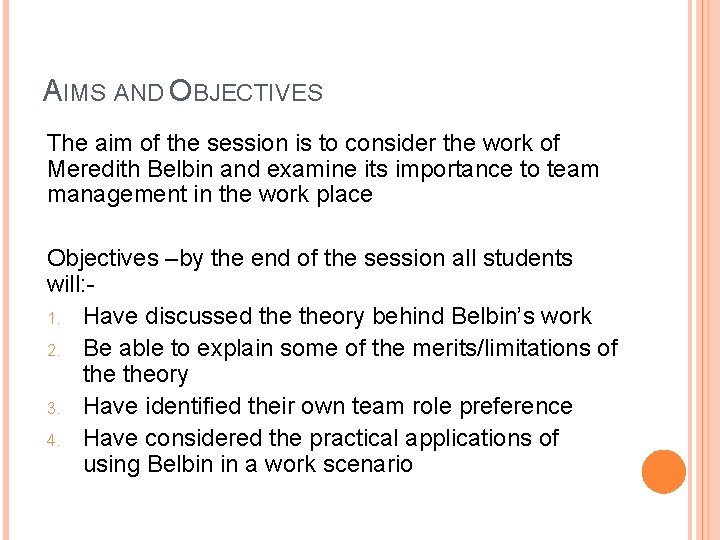 INTRODUCTION TO BELBINS TEAM ROLES Module 4 People