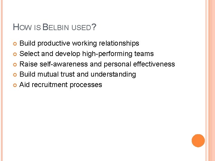 INTRODUCTION TO BELBINS TEAM ROLES Module 4 People