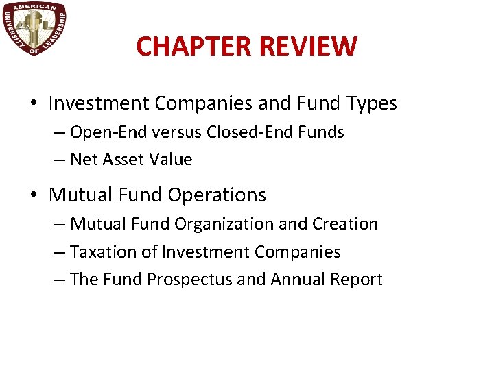 CHAPTER 4 FUNDAMENTALS OF INVESTMENT MANAGEMENT Zoubida SAMLAL