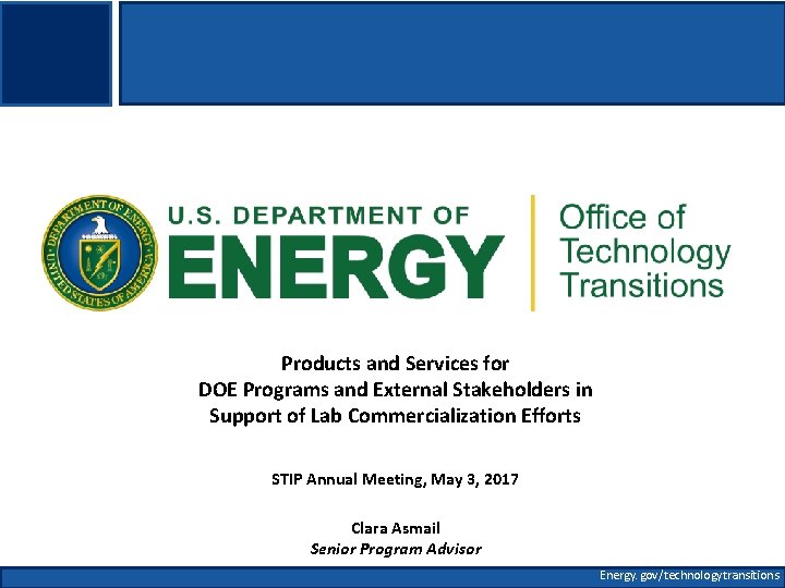 Products and Services for DOE Programs and External