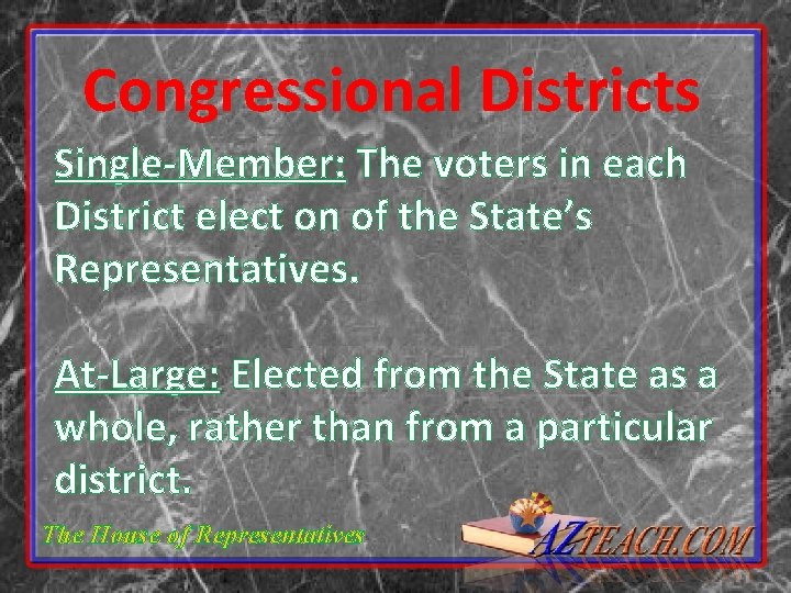 The Legislative Branch Functions Congressional Districts SingleMember The
