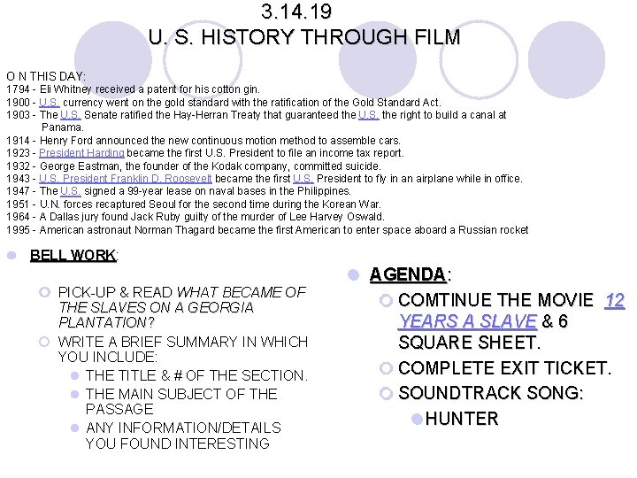 3 14 19 U S HISTORY THROUGH FILM
