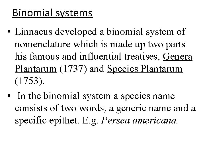 BIO 157 PRINCIPLES OF SYSTEMATICS LESSONS 5 6