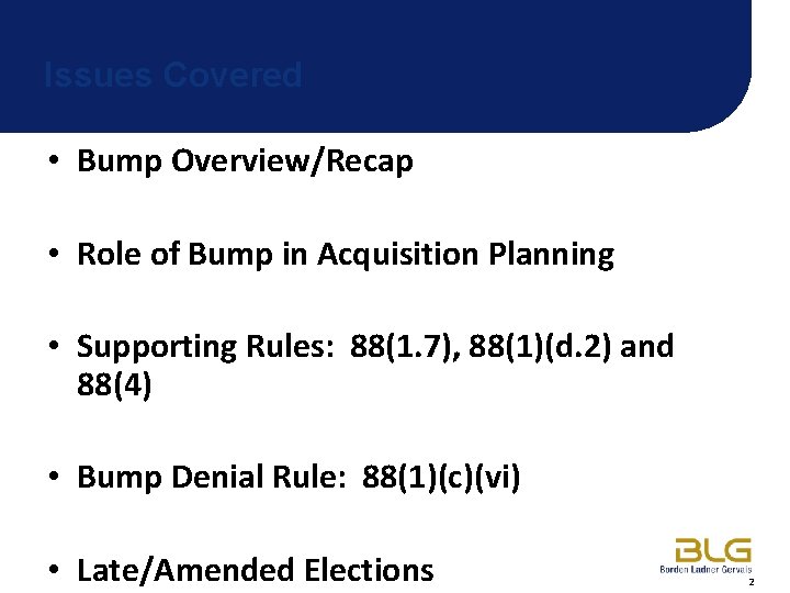 The Paragraph 881d Bump Planning Pitfalls and Developments