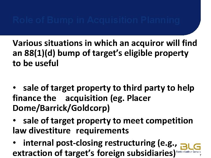 The Paragraph 881d Bump Planning Pitfalls and Developments