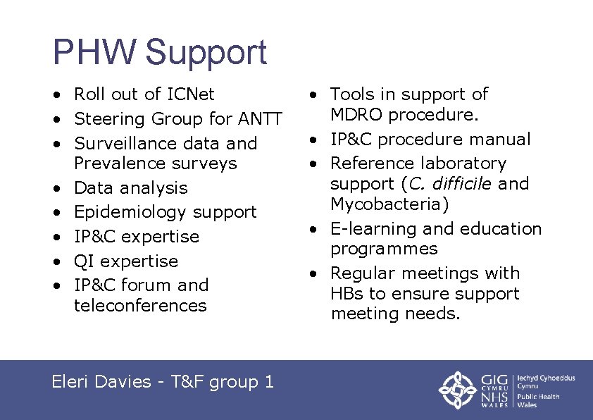 26 th September 2016 Improving Infection Prevention Control