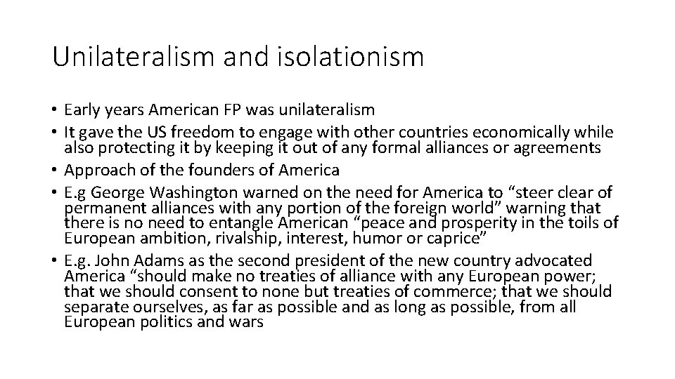 Foreign Policy of the USA Background Founded by