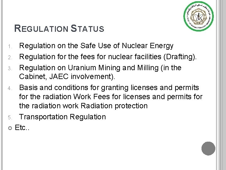 JORDAN REPORT ENERGY AND MINERALS REGULATORY COMMISSION EMRC