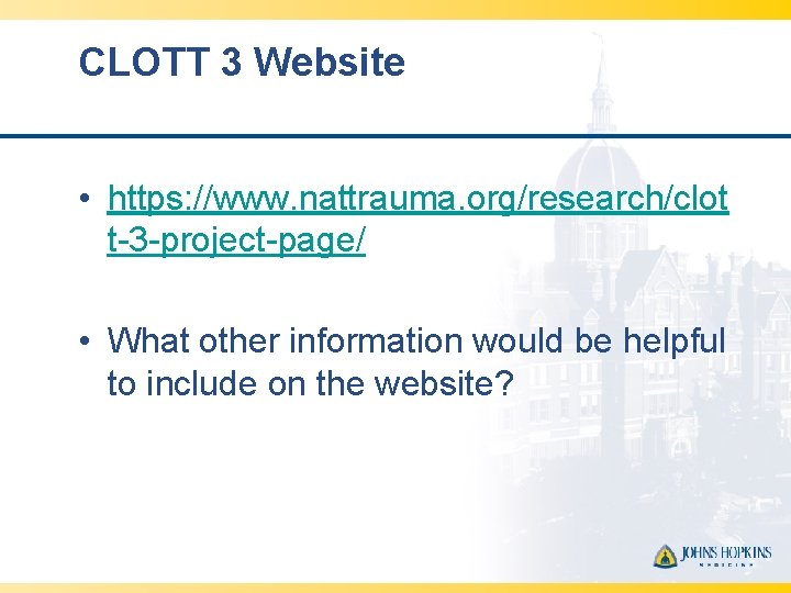 CLOTT 3 March 2021 Monthly Project Planning Meeting