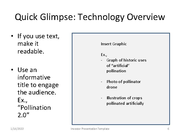 Storyboard for a 15 Minute Investor Presentation 1