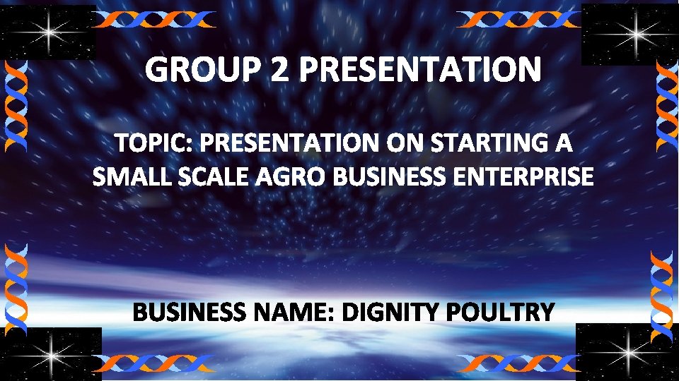 GROUP 2 PRESENTATION TOPIC PRESENTATION ON STARTING A
