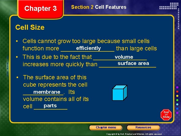Chapter 3 Section 2 Cell Features Objectives List