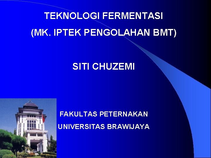 TEKNOLOGI FERMENTASI MK IPTEK PENGOLAHAN BMT SITI CHUZEMI