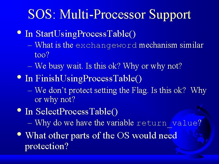 Operating Systems Parallel Systems Now basic OS knowledge