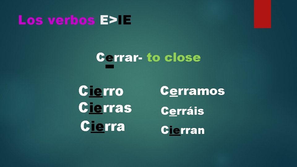 IRREGULARES En Espaol hay tres tipo de verbos