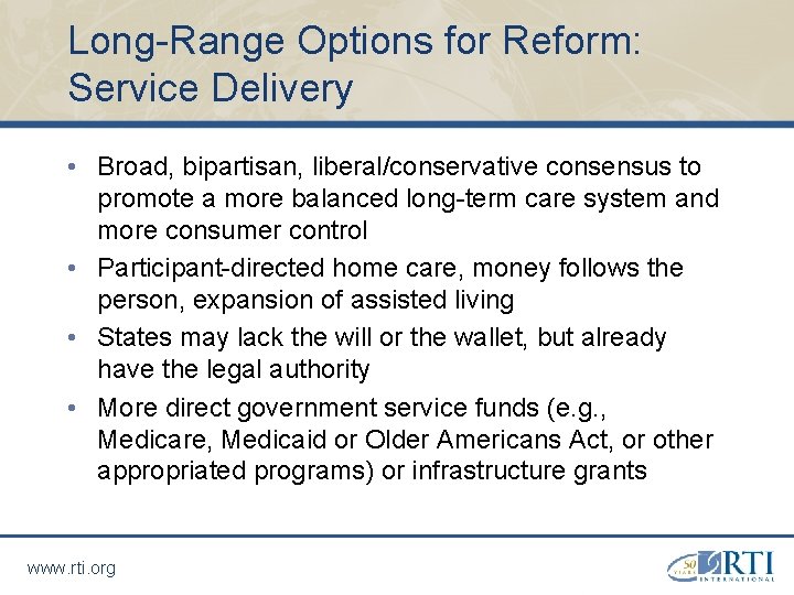 LongTerm Care Options in an Era of Health