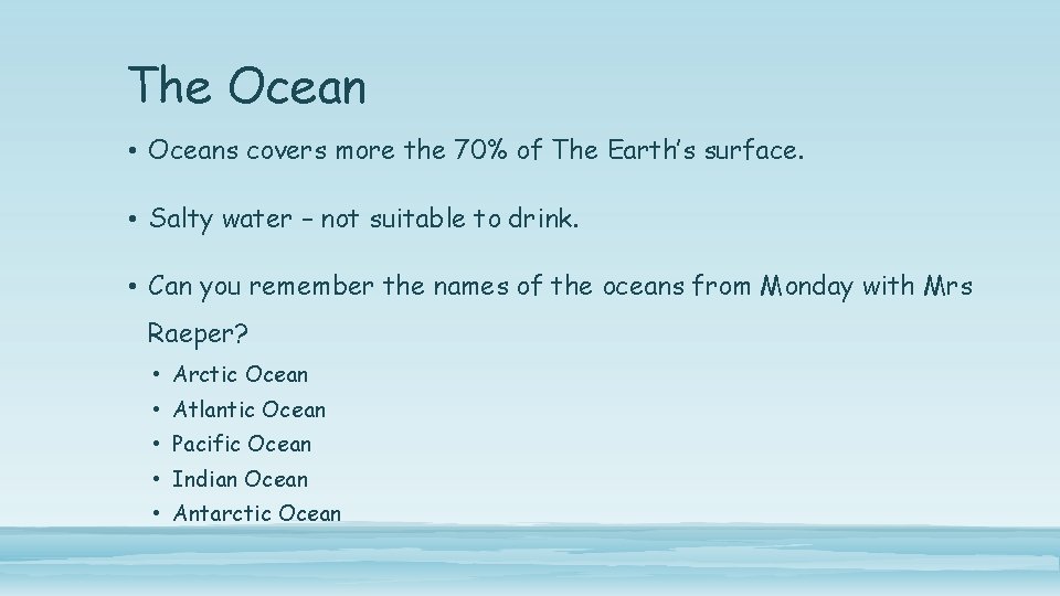 Science Bodies Of Water Today Learning Intention We
