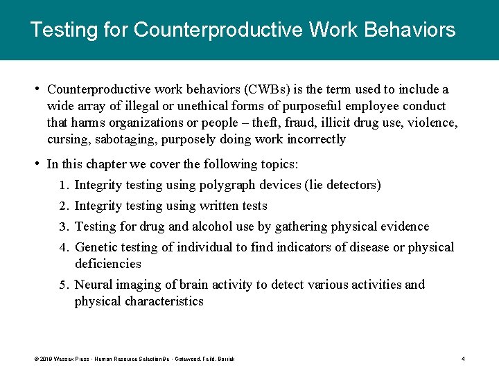 CHAPTER 14 Testing for Counterproductive Work Behaviors 2019