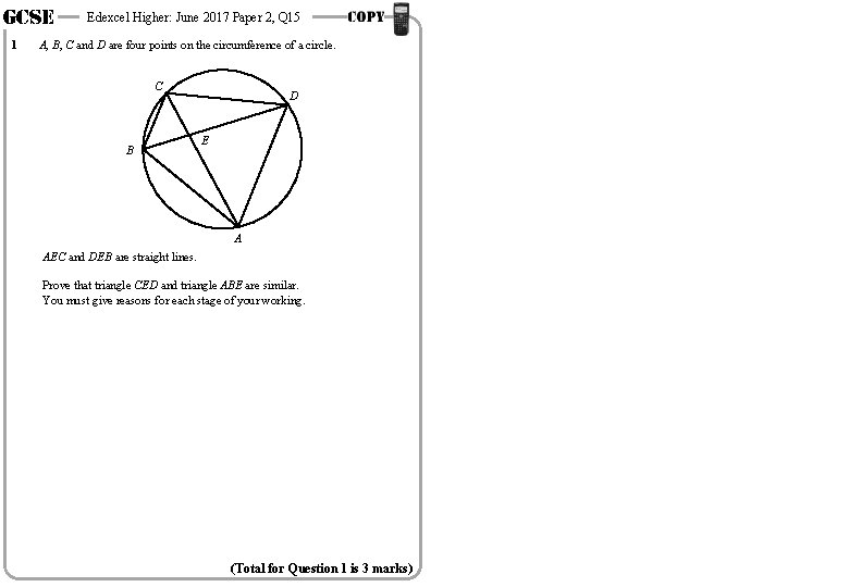 Circle Theorems Mixed Higher GCSE Questions These questions