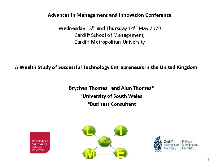 Advances in Management and Innovation Conference Wednesday 13