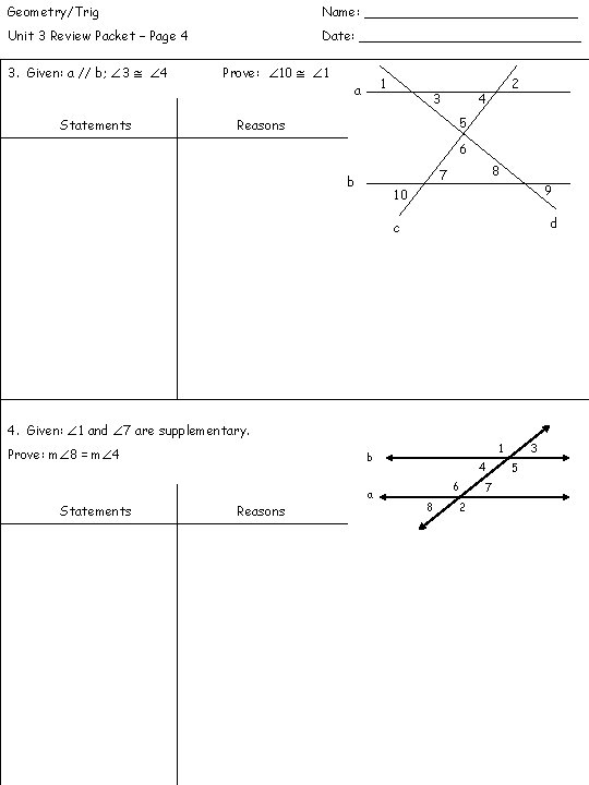 GeometryTrig Name Unit 3 Extra Practice Packet Date