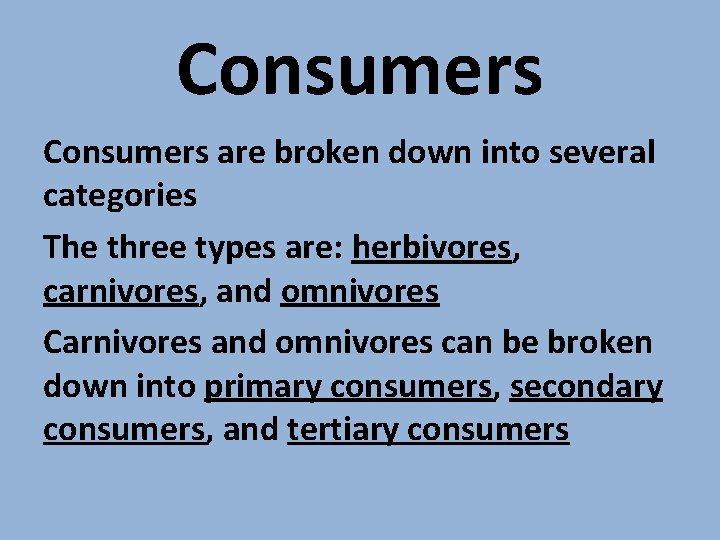 Food Web Producers consumers decomposers Three main components
