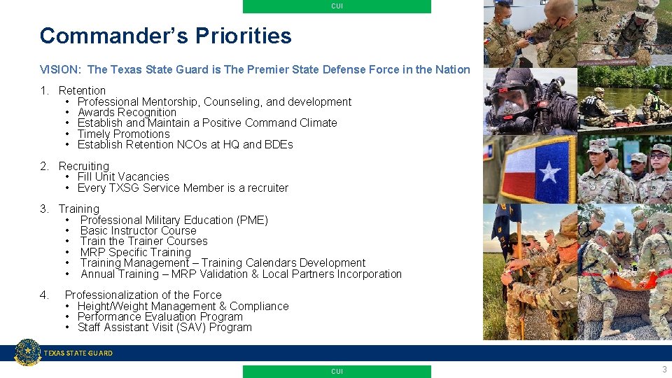 CUI NAME OF BRIEFING Date TEXAS STATE GUARD