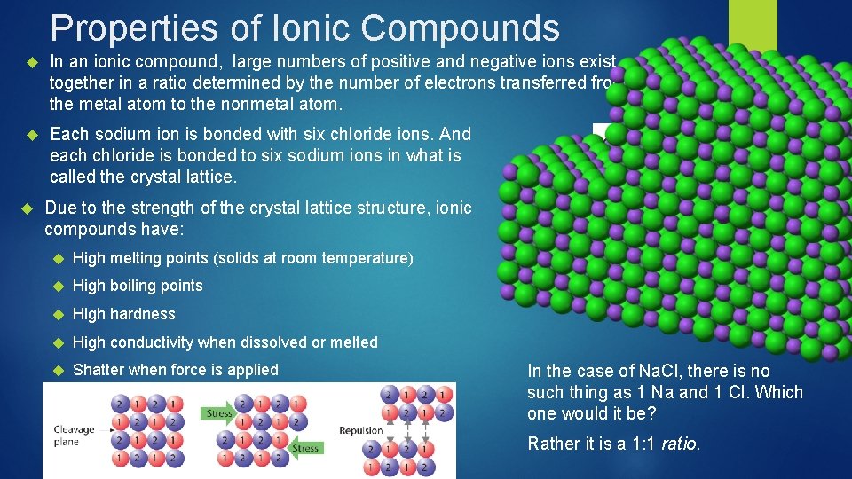Bonding UNIT 7 Properties of Ionic Compounds In
