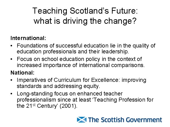 Teaching Scotlands Future Building on Graham Donaldsons review
