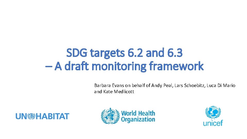 SDG targets 6 2 and 6 3 A