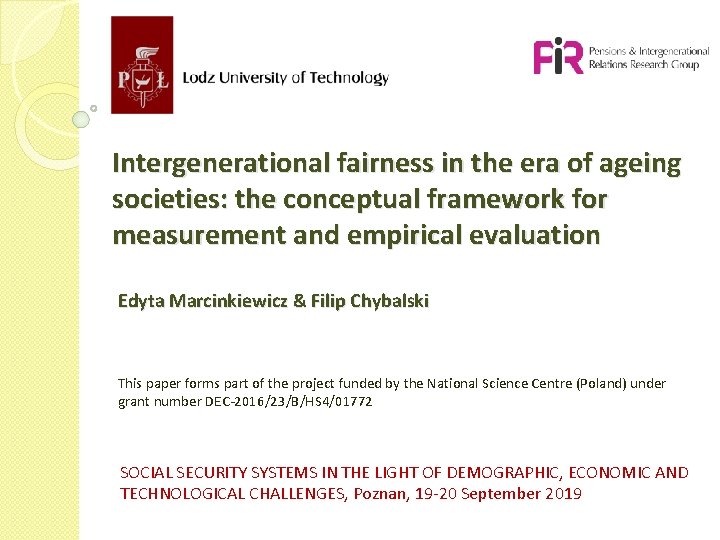 Intergenerational fairness in the era of ageing societies