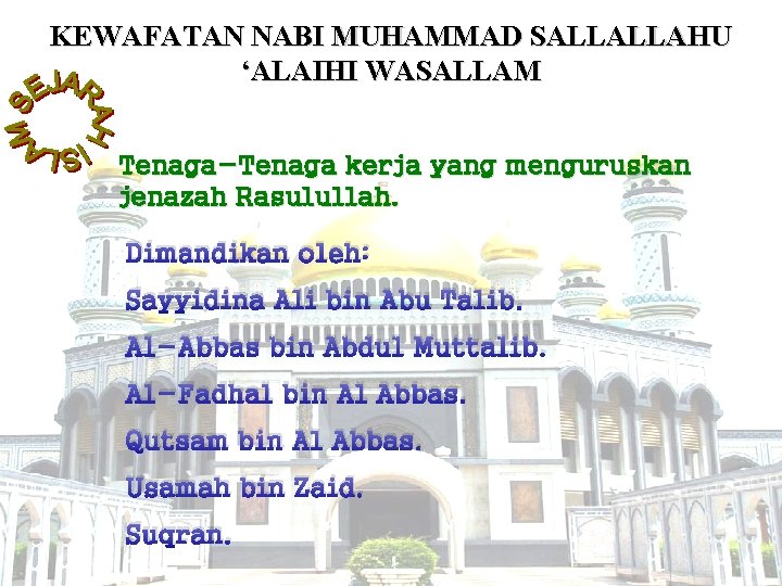 KEWAFATAN NABI MUHAMMAD SALLALLAHU ALAIHI WASALLAM KEWAFATAN NABI