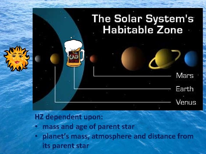 The Habitable Zone The habitable zone in a