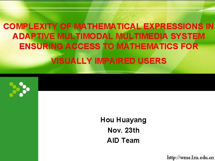 COMPLEXITY OF MATHEMATICAL EXPRESSIONS IN ADAPTIVE MULTIMODAL MULTIMEDIA