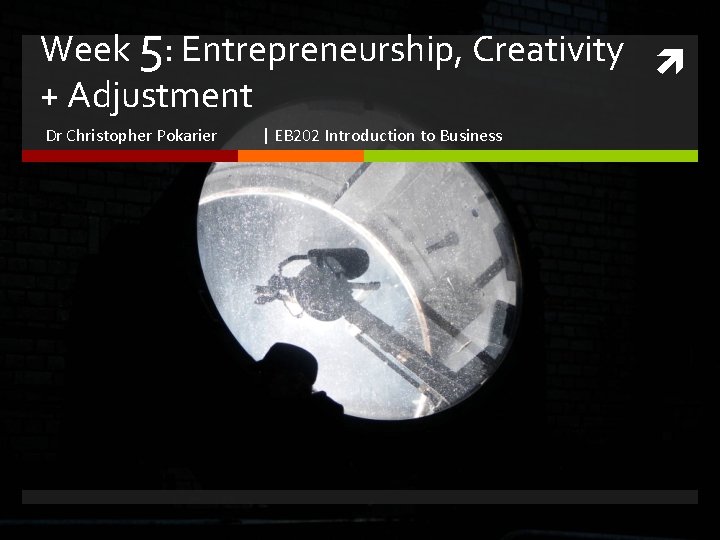 Week 5 Entrepreneurship Creativity Adjustment Dr Christopher Pokarier