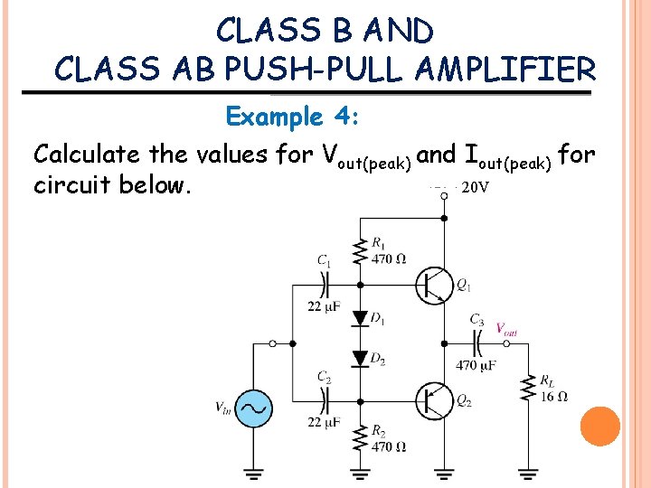 Class b push pull amplifier efficiency calculator