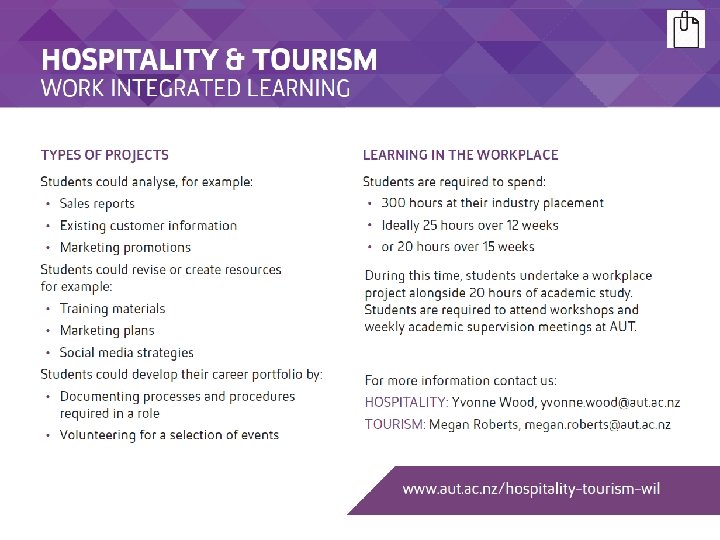 BIHM and BITM Work Integrated Learning WIL Information