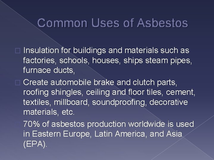 Asbestos A Comprehensive Review Brian Law November 1