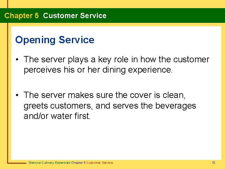 Chapter 5 Customer Service Section 5 1 Service