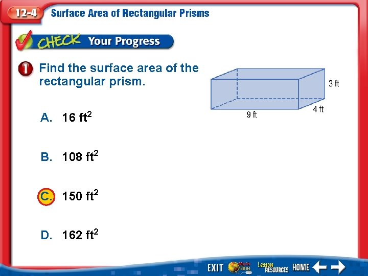 Find the surface areas of rectangular prisms surface