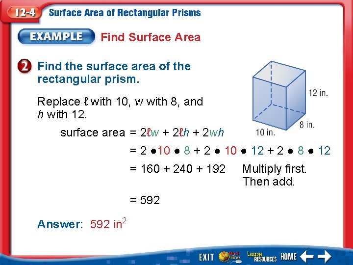 Find the surface areas of rectangular prisms surface